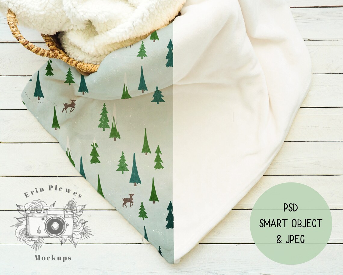 Blanket Mockup PSD Smart Object White Fleece Blanket Mock up | Etsy