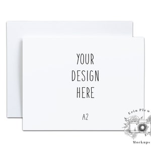 A2 Card Mockup on White Background, Invitation Mock-up With Envelope ...