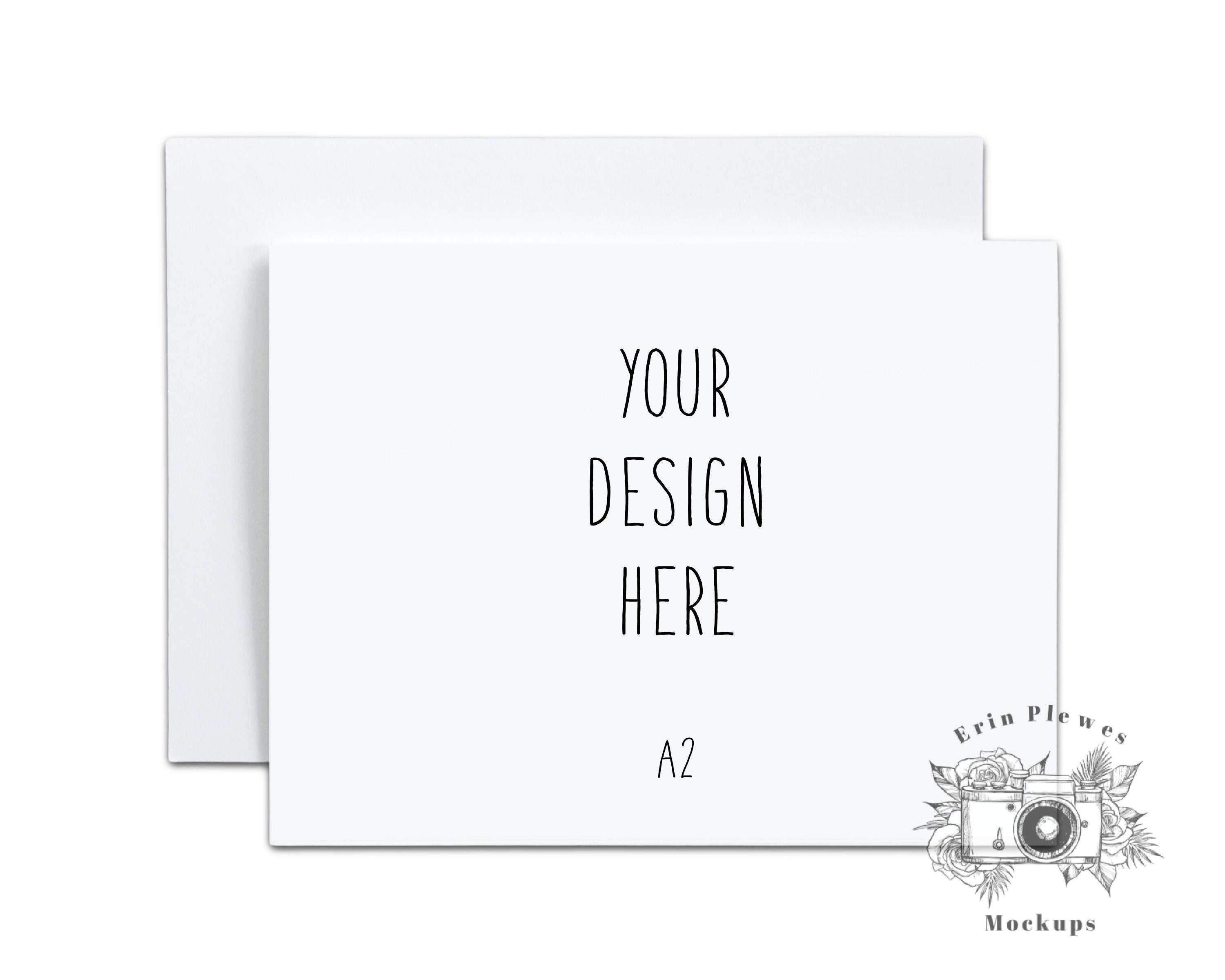 A2 Card Mockup on White Background, Invitation Mock-up With Envelope ...