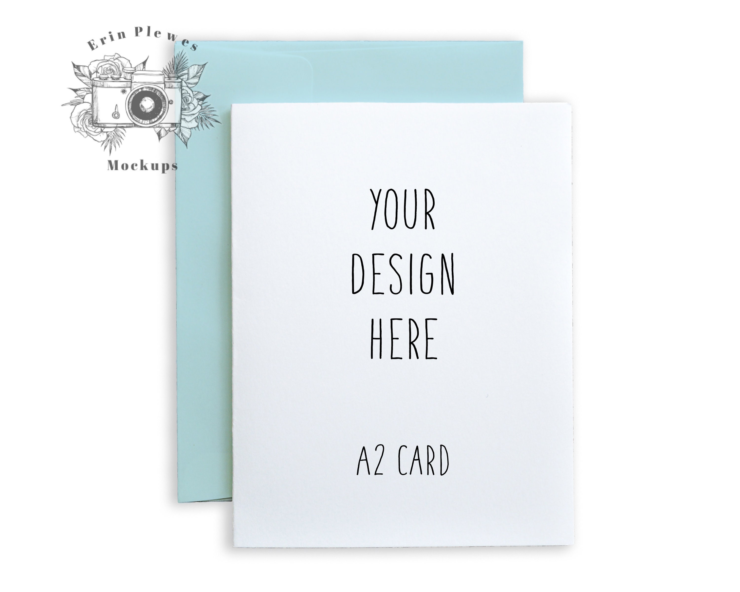 A2 Card Mockup PNG, Invitation Mock up With Blue Envelope White ...