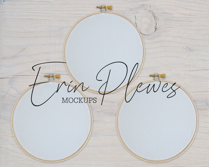 Embroidery Hoop Mockup Set of 3 Sewing Mock up on Rustic - Etsy