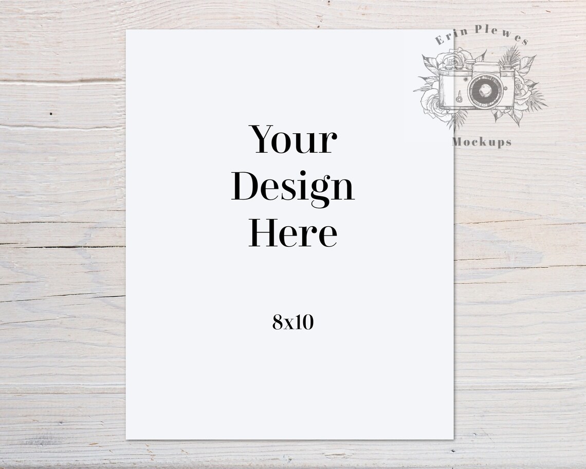 8x10 Poster Mockup, Print Mockup on White Rustic Wood, Clean Minimal ...