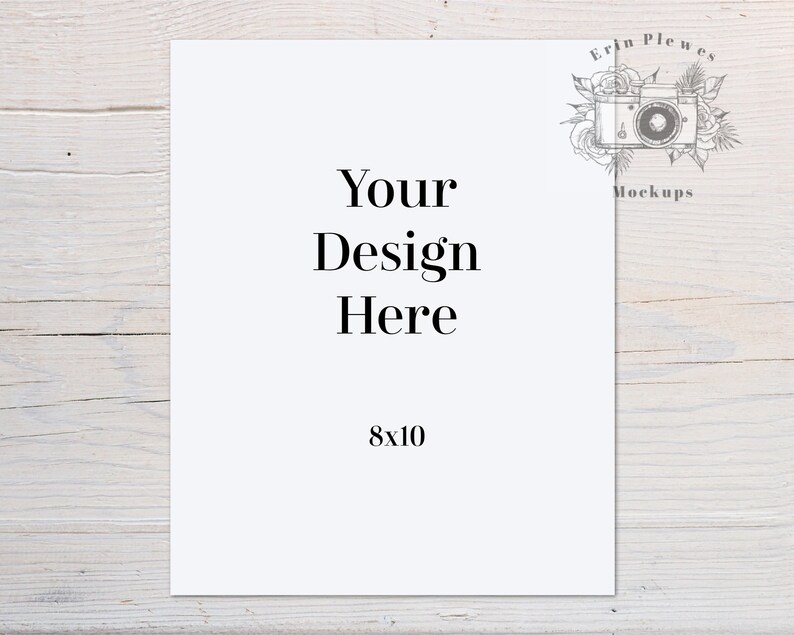 8x10 Poster Mockup, Print Mockup on White Rustic Wood, Clean Minimal ...