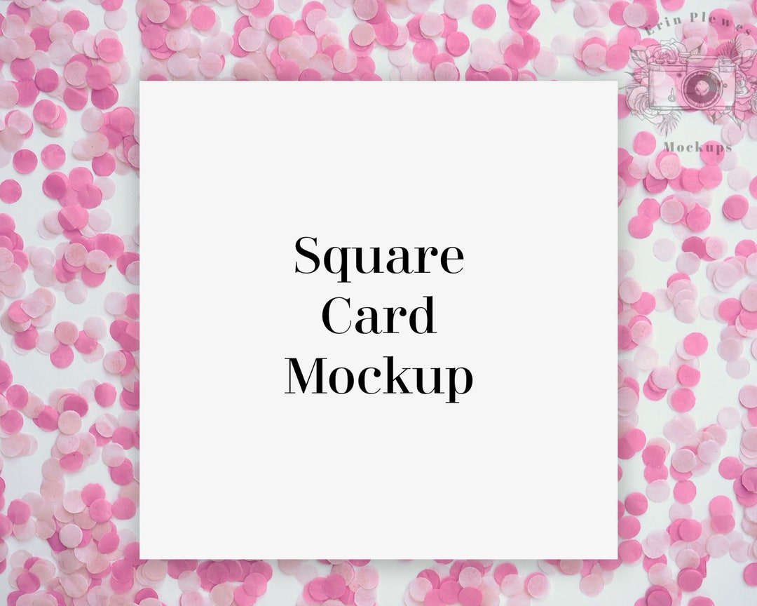 Square Card Mockup, Valentine's Day Card Mock-up, Stationery Flat Lay ...