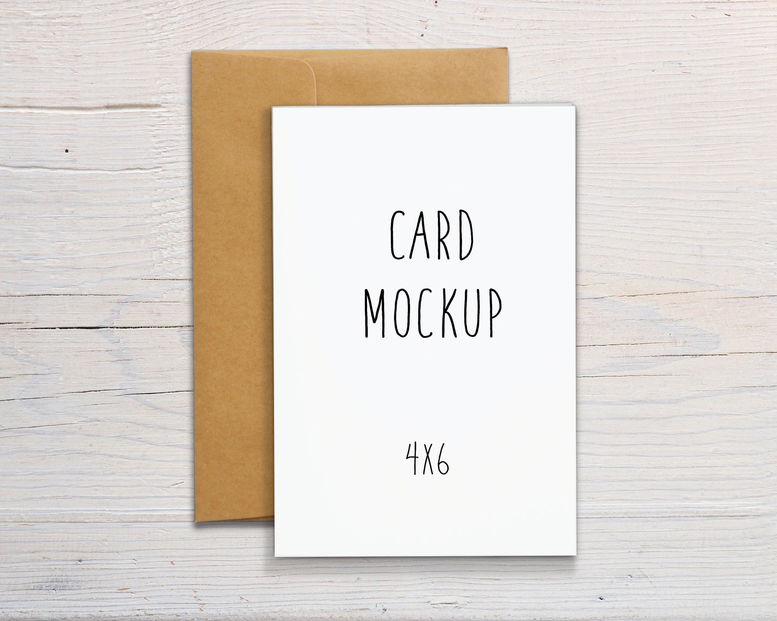 4x6 Greeting Card Mockup With Kraft Envelope, 4"x6" Thank You Card Mock ...