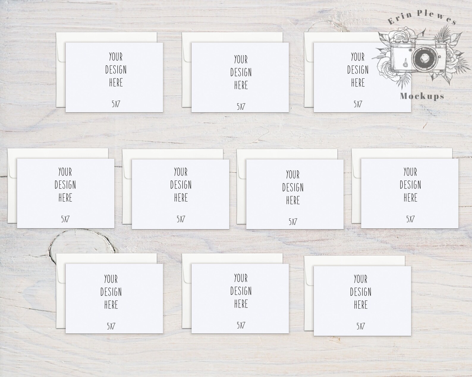 5x7 Wide Card Mockup Set of 10, Landscape Card Mock Front Back, A7 ...