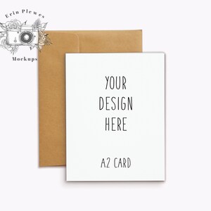 A2 Card Kraft Envelope Mockup PNG, Thank You Card Mock up With White ...