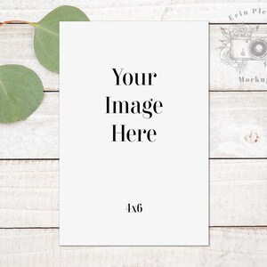 4x6 Card Mockup, 4"x6" Print Mock up on Rustic Wood, 4 X 6 Card Flat ...