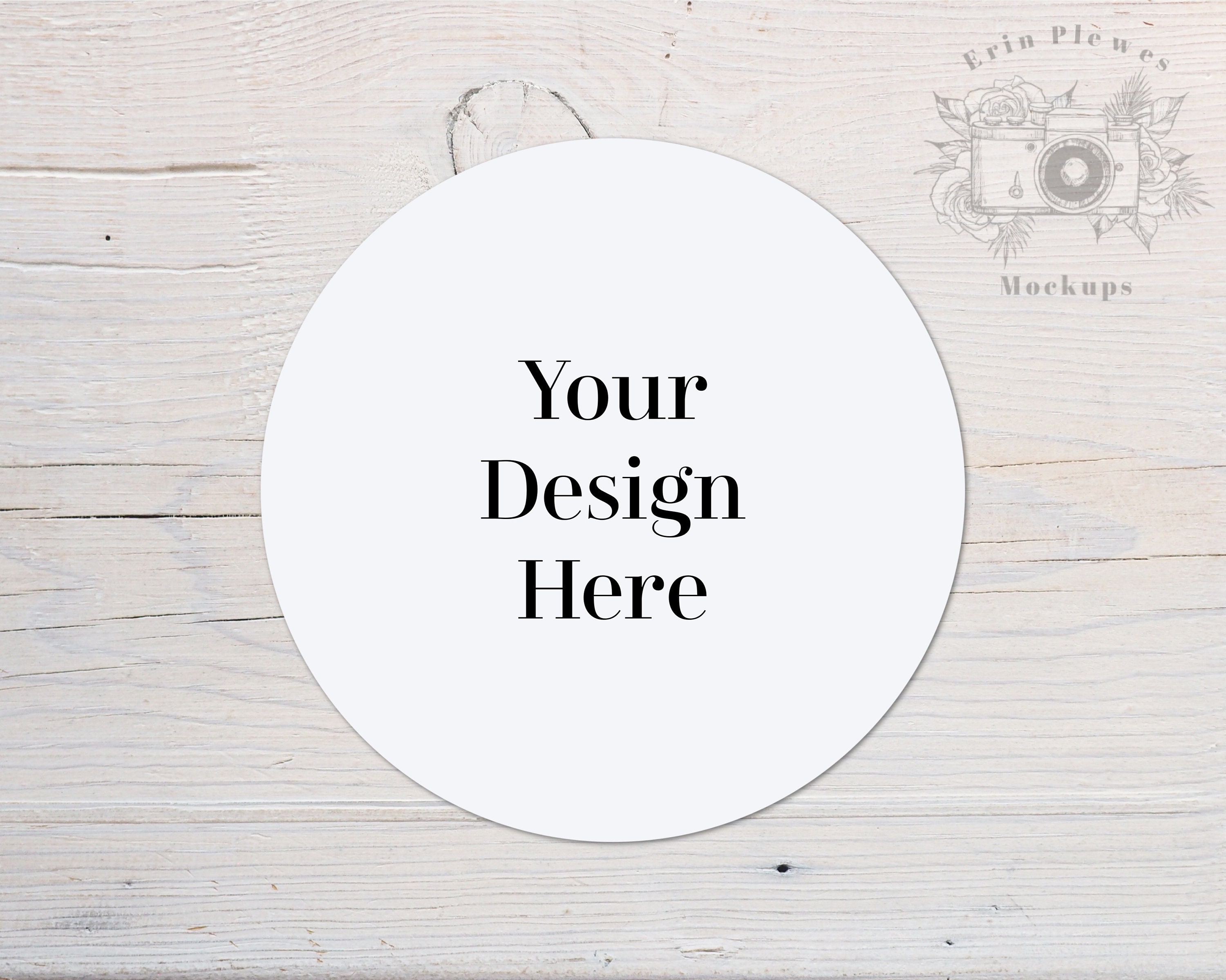 Sticker Mockup, White Round Tag Mock Up, Rustic Farmhouse Style Coaster ...
