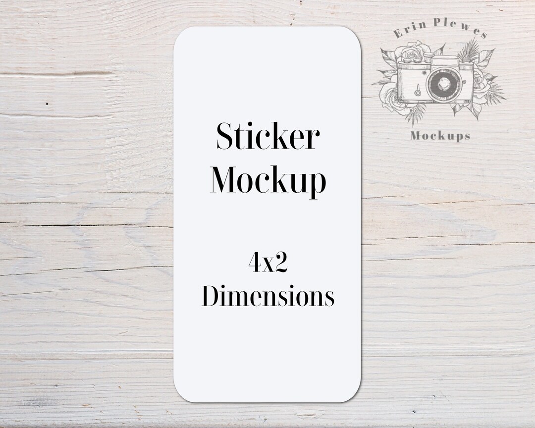 Sticker Mockup 2x4, Label Mock up 4"x2" on Rustic White Wood ...