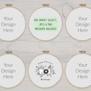 Embroidery Hoop Mockup Set of 6, Cross Stich Mock-up, Sewing Mock up on ...