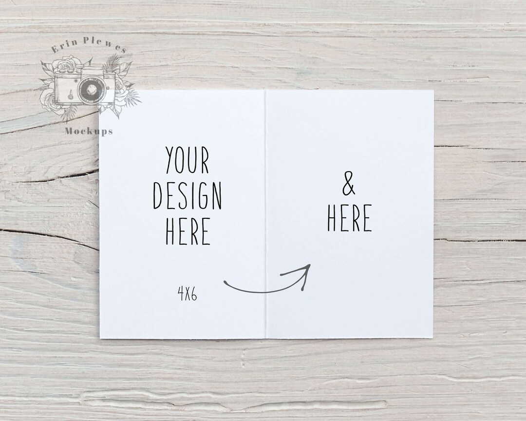 Card Mockup Open, 4x6 Greeting Card Front and Back Mockup for Rustic ...