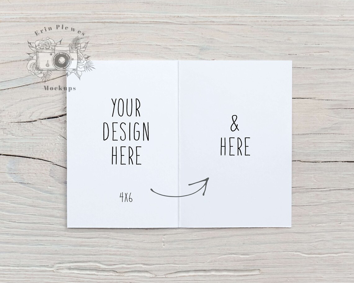 Card Mockup Open, 4x6 Greeting Card Front and Back Mockup for Rustic ...