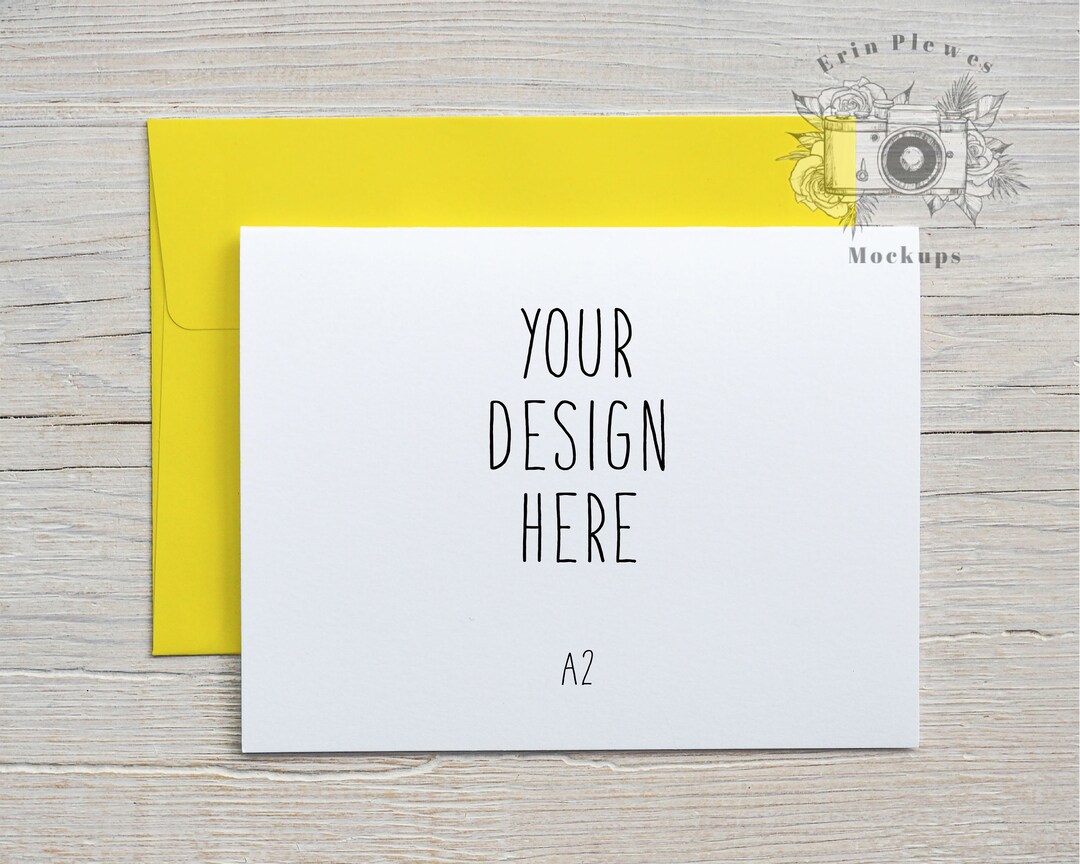 Card Mockup Yellow Envelope A2 , Thank You Card Mock Up, A2 Invitation ...