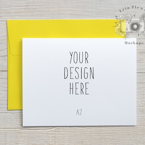 Card Mockup Yellow Envelope A2 , Thank You Card Mock Up, A2 Invitation ...