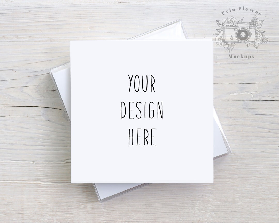 Square Card Mockup Flat Lay, Square Invitation Mock up With Boxed Set ...