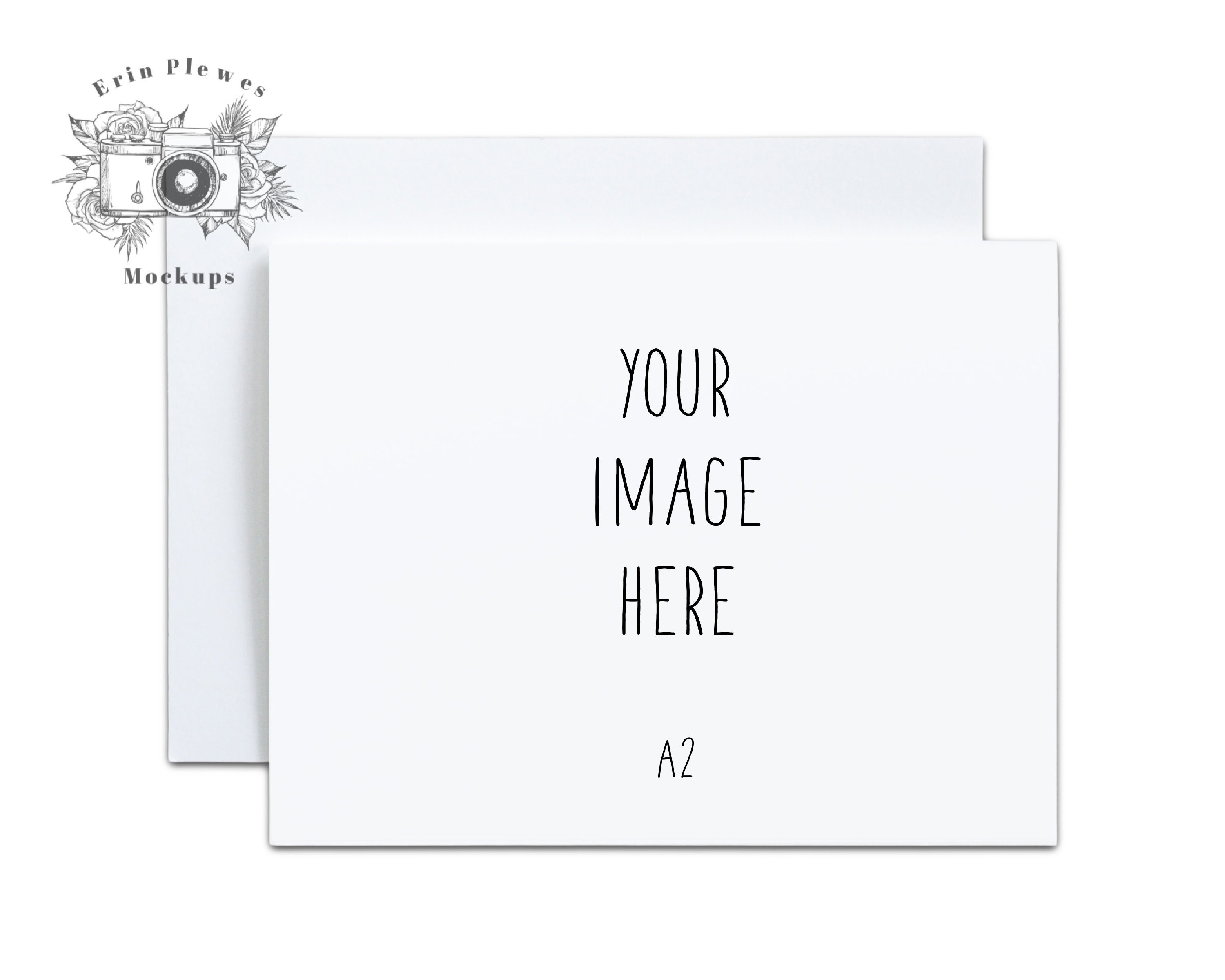 A2 Card Mockup on White Background, Invitation Mock-up With Envelope ...