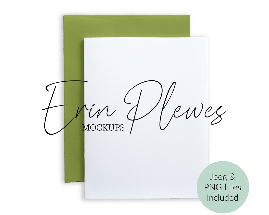A2 Card Mockup With Green Envelope PNG, Invite Mock up With White ...