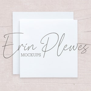 Square Card Mockup, Greeting Card Mock up With White Envelope on Beige ...
