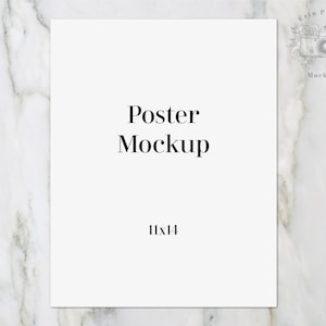 11x14 Poster Mockup Print Mock Up On Gray Marble Lifestyle Stock Photo