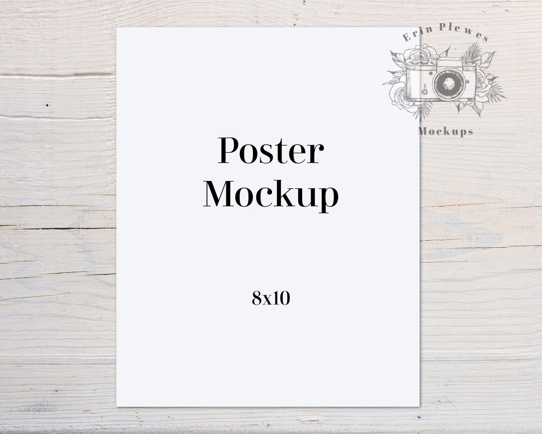 8x10 Poster Mockup, Print Mockup on White Rustic Wood, Clean Minimal ...