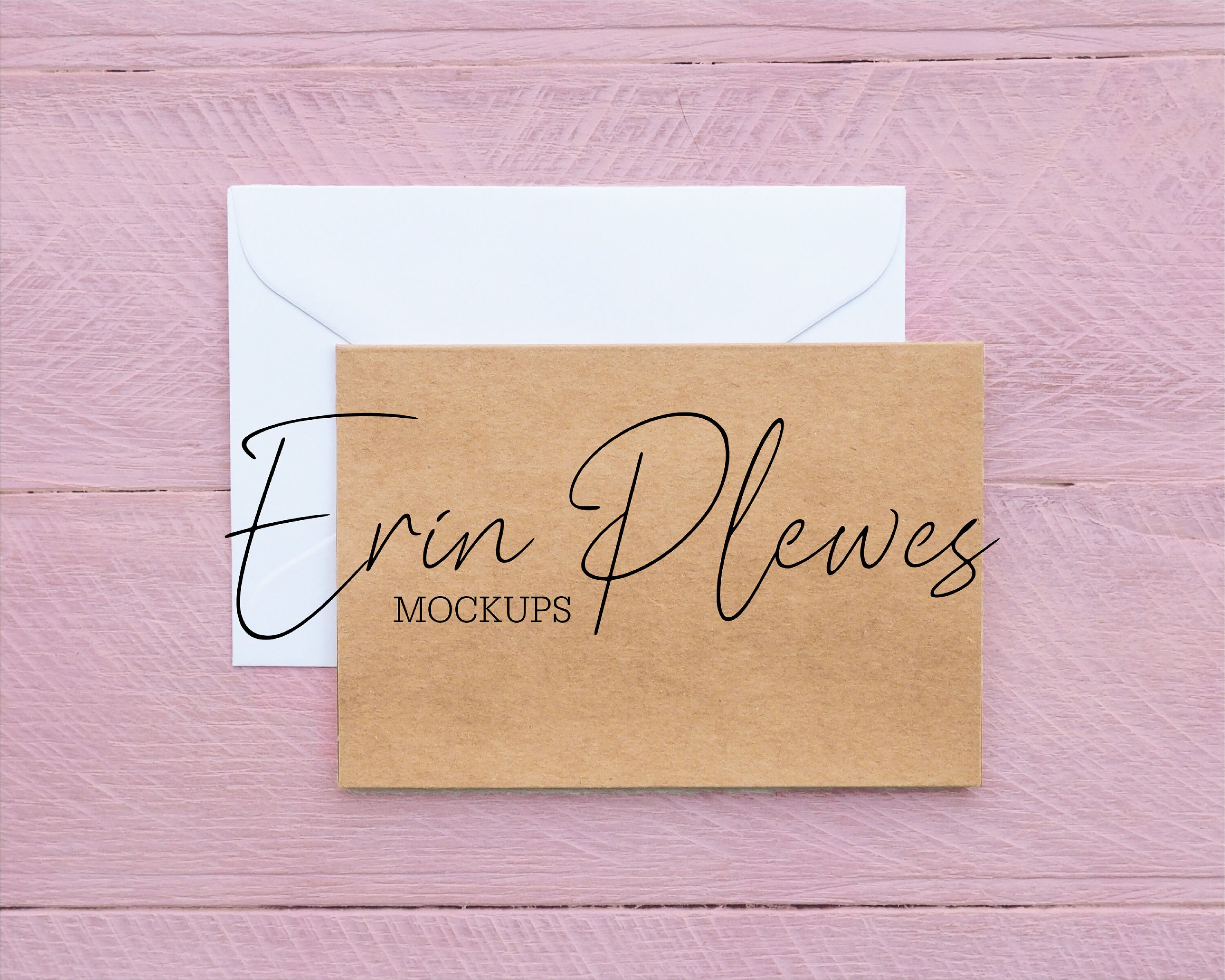 Kraft Greeting Card Mockup Card Mock Up with White Envelope | Etsy