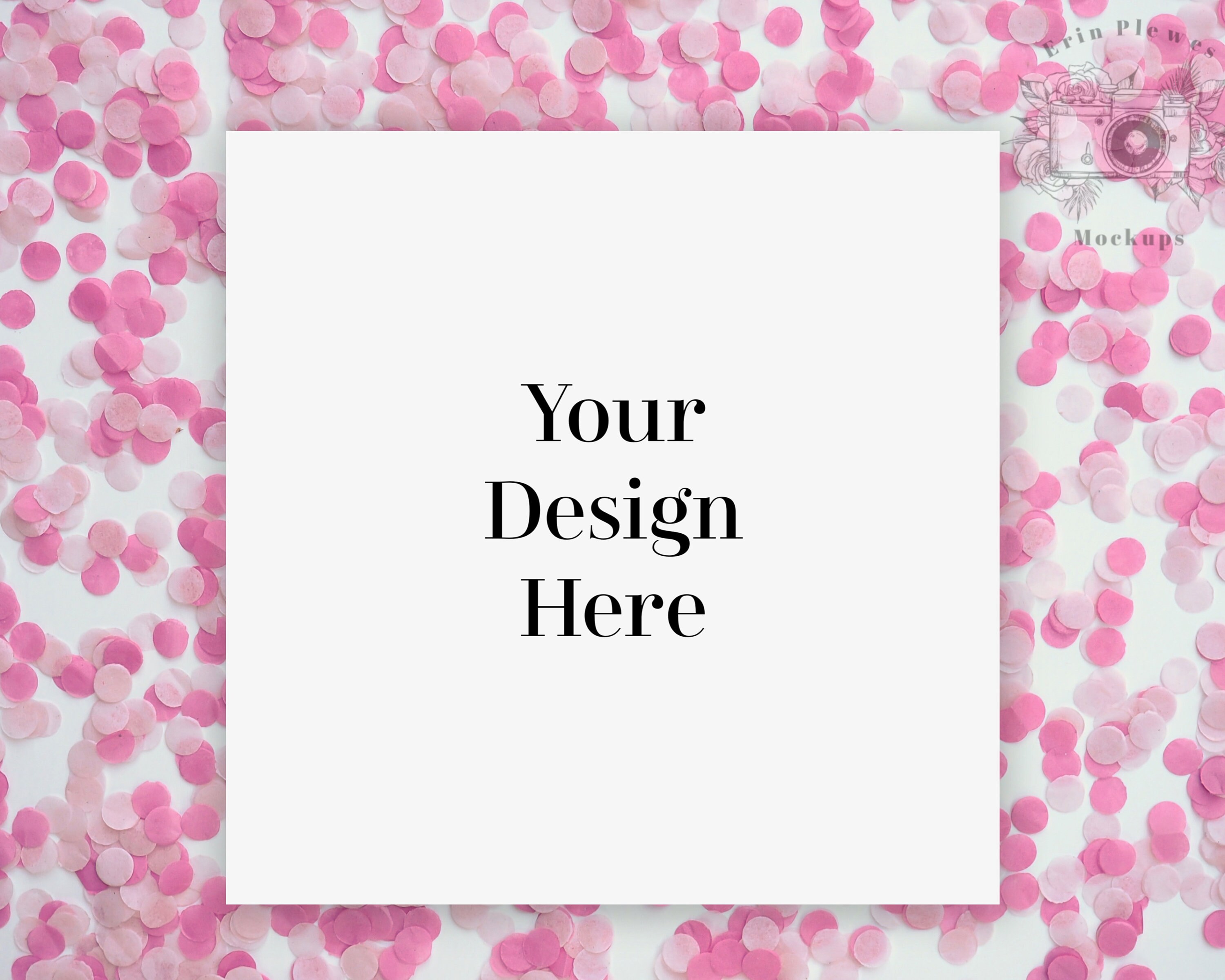 Square Card Mockup, Valentine's Day Card Mock-up, Stationery Flat Lay ...