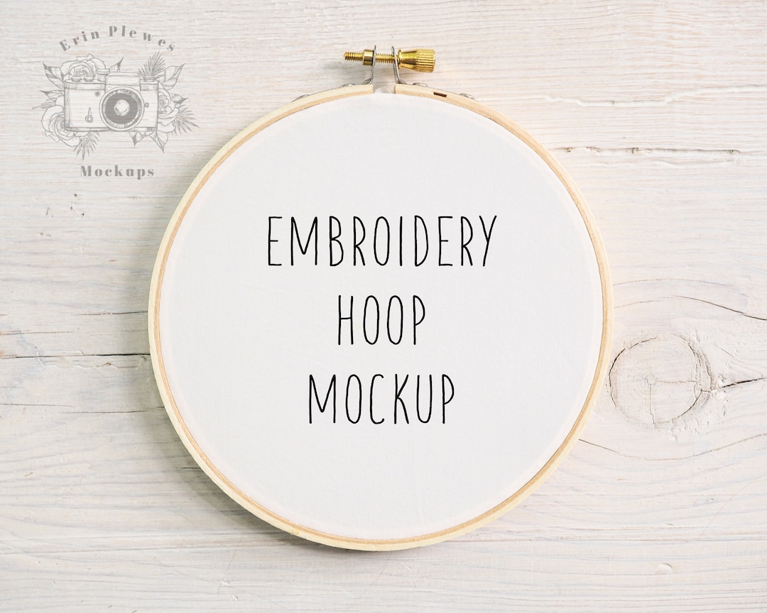 Cross Stitch Mockup, Embroidery Hoop Mockup on Rustic White Wood ...
