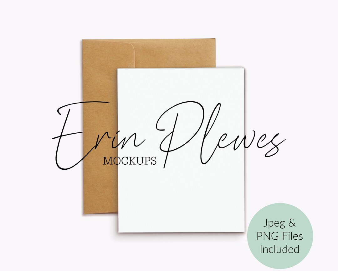 A2 Card Kraft Envelope Mockup PNG, Thank You Card Mock up With White ...