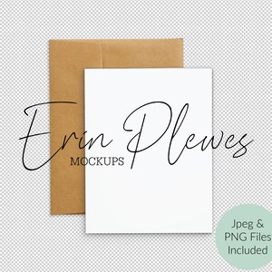 A2 Card Kraft Envelope Mockup PNG, Thank You Card Mock up With White ...