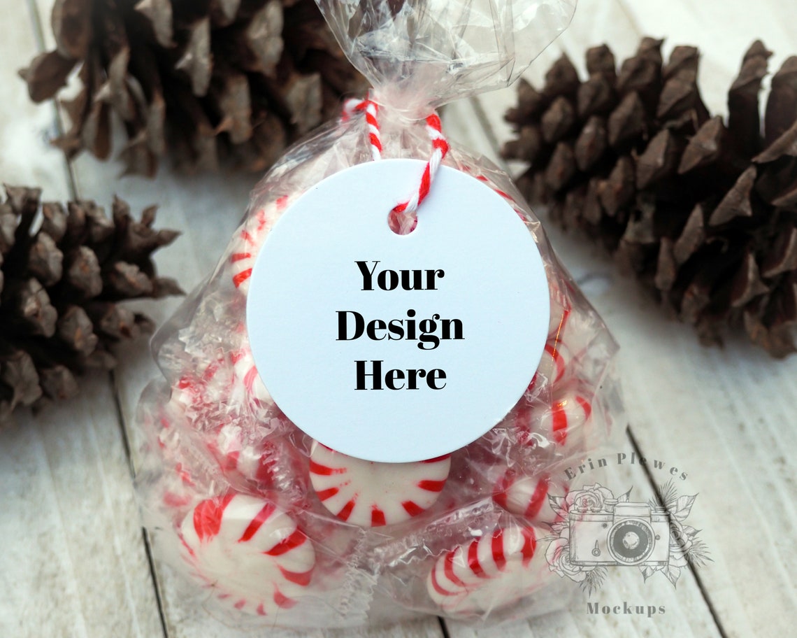 Round Tag Mockup Bundle, Label Mock up Bundle for Holiday Present Stock ...
