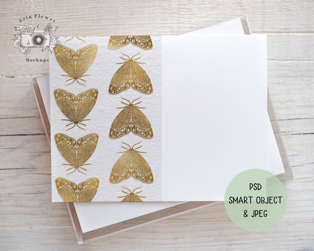 Greeting Card Mockup Smart Object, A2 Thank You Card Mock up Boxed Set ...