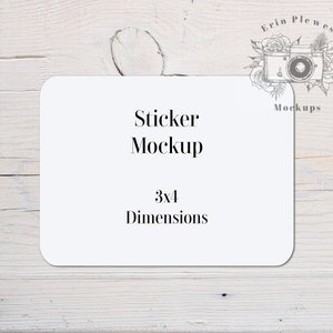 Sticker Mockup 3"x4", Label Mock up 3x4, Rounded Corners Sticker Flat ...