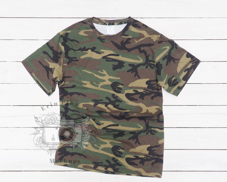 Camo Shirt Mockup, Military Camo Tshirt Mock Up, Camouflage Shirt ...