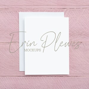 A2 Card Mockup, Greeting Card Mock up With White Envelope on Pink ...