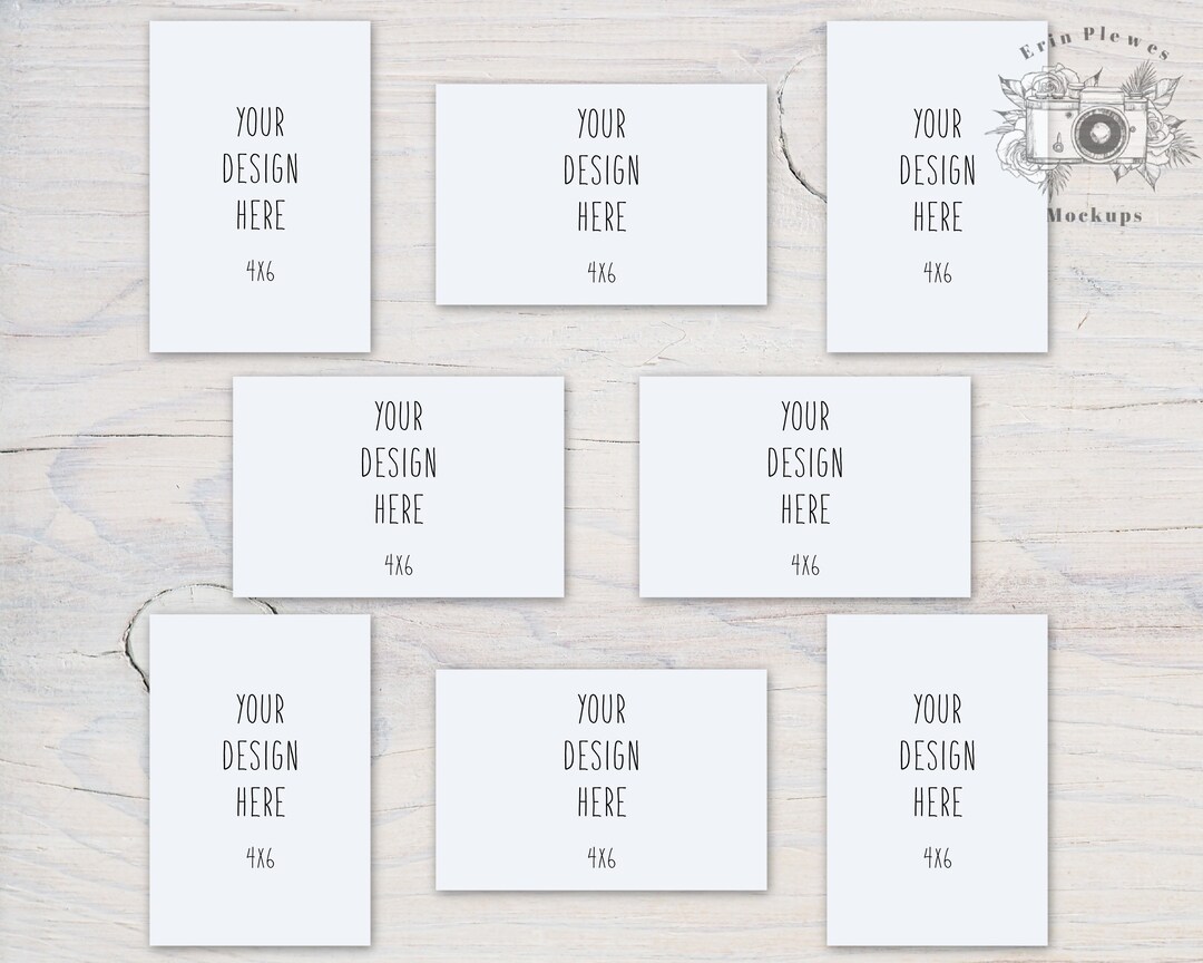 4x6 Card Mockup Multiple X 8, Front Back Greeting Card Mock Up ...
