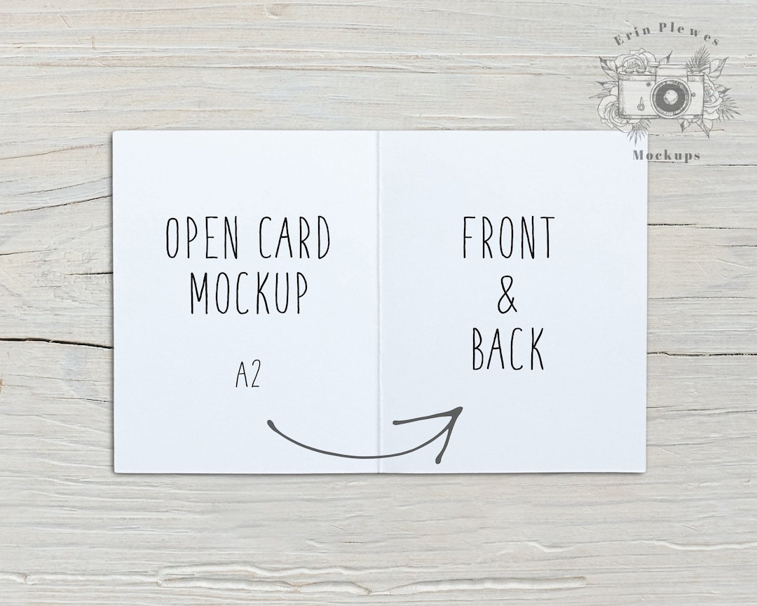 Open Card Mockup A2, Front and Back Greeting Card Mock-up for Rustic ...