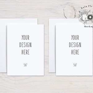 5x7 Card Mockup Front Back, Greeting Card Mock up Set of 2, Stationery ...