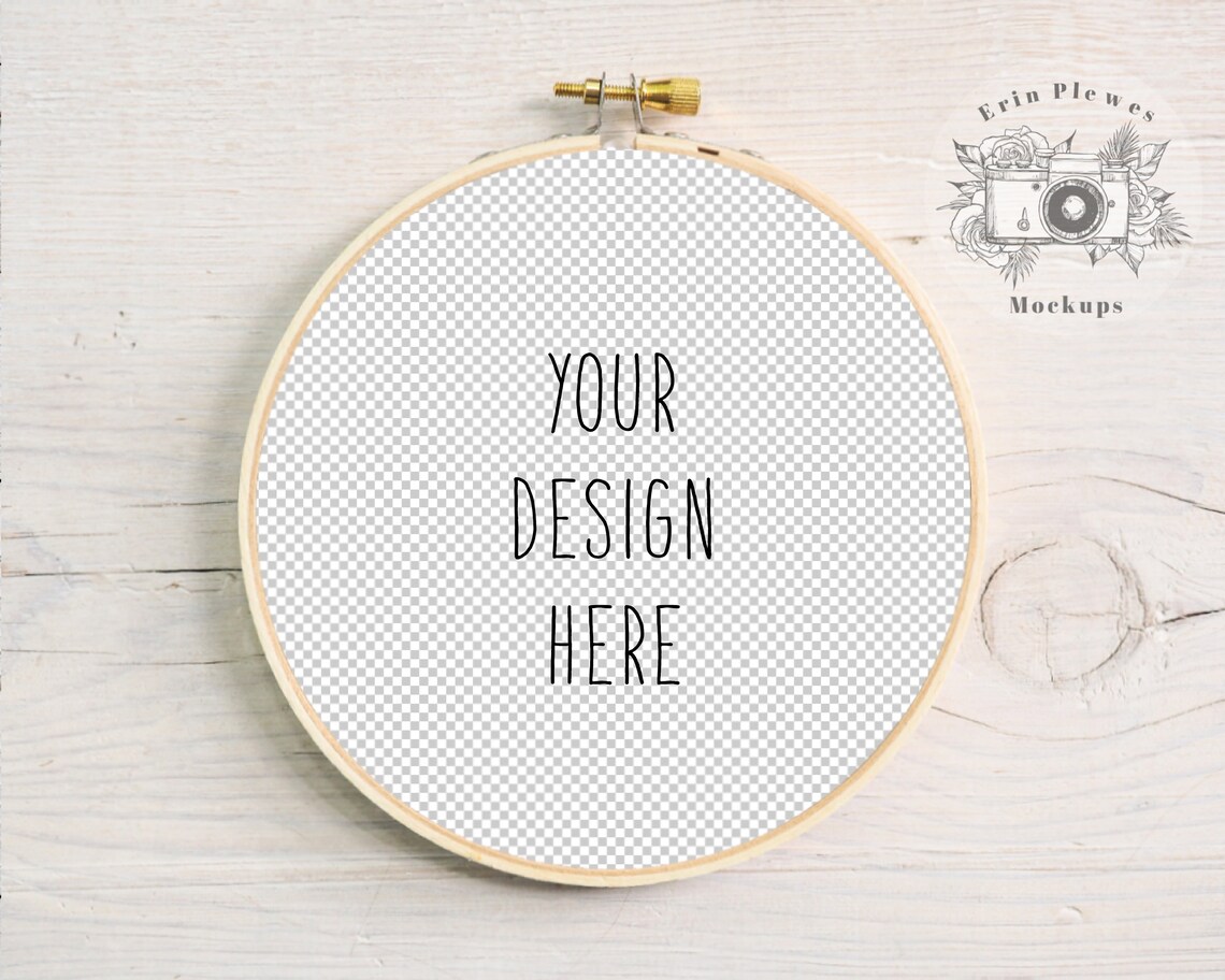 Cross Stitch Mockup, Embroidery Hoop Mockup on Rustic White Wood ...