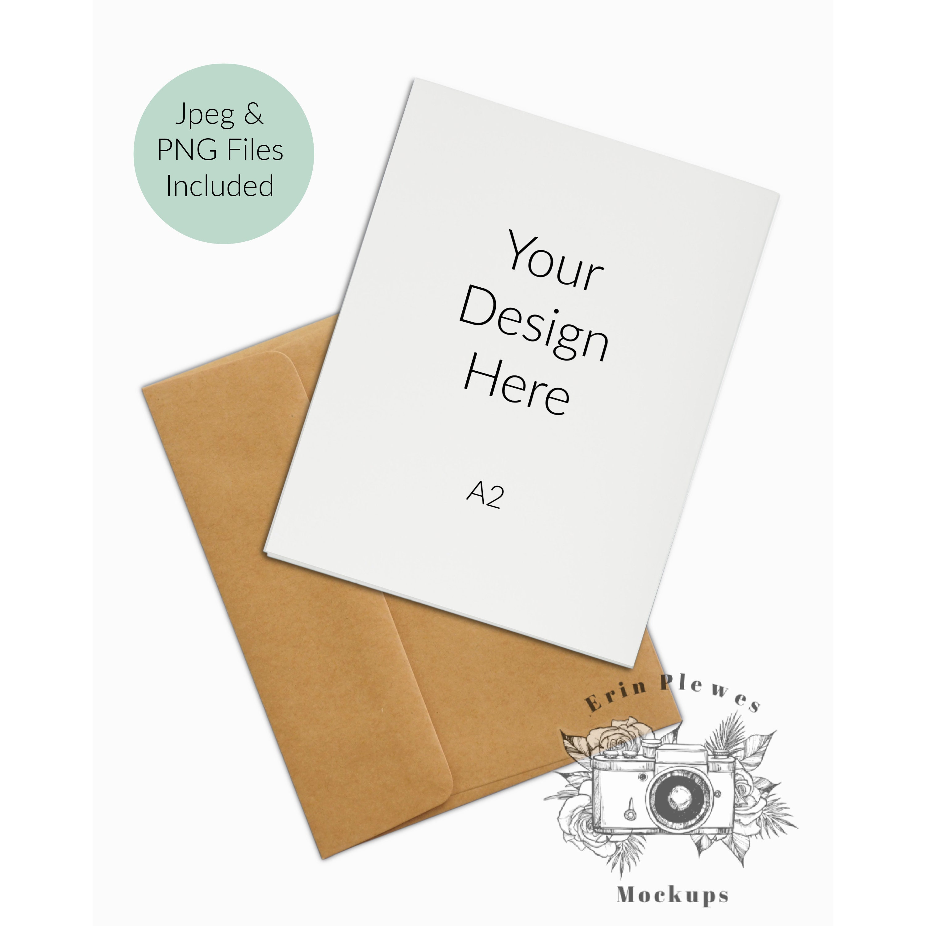 A2 Card Mockup Back Back of card mock up with kraft envelope | Etsy
