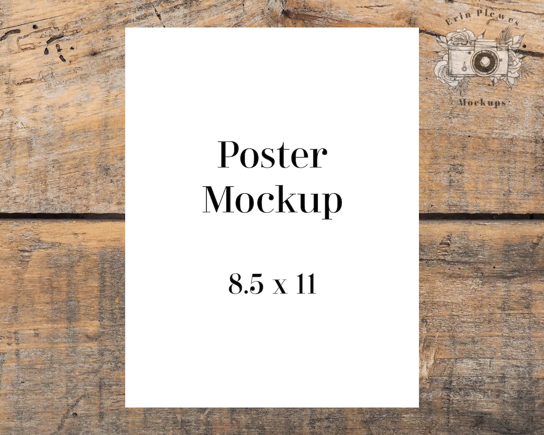 8.5 X 11 Poster Mockup, 8.5x11 Paper Mockup on Brown Farmhouse Rustic ...