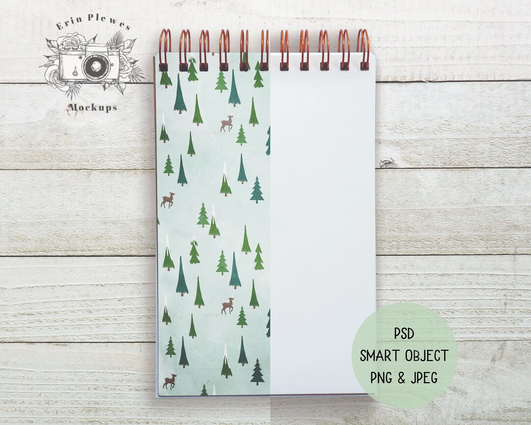 Spiral Notebook Mockup, Notebook Mock up on Rustic Shiplap, PSD Smart ...