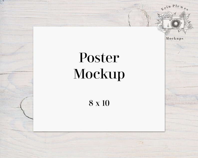 Poster Mockup, 8x10 Horizontal Print Mock up on White Farmhouse Rustic ...