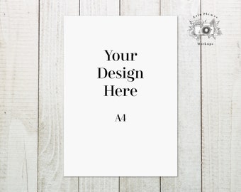 A4 Poster Mockup Print Mockup on White Farmhouse Rustic Wood | Etsy