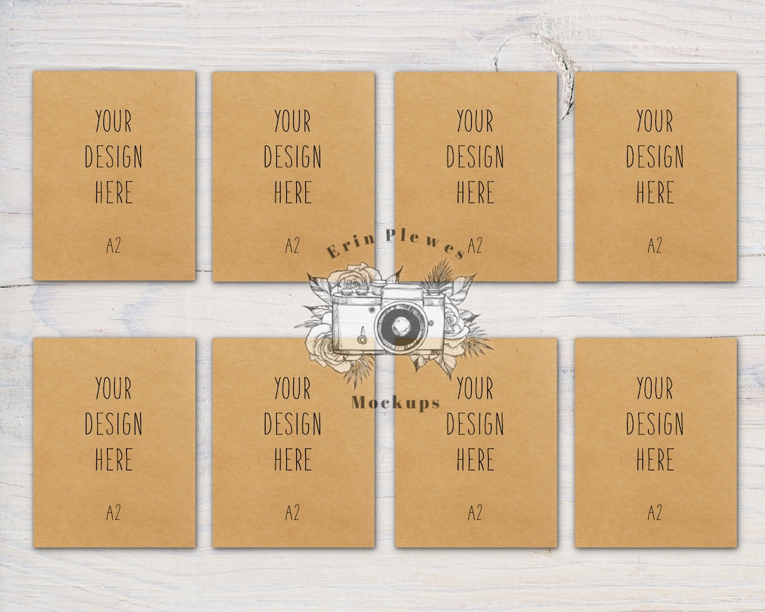 A2 Kraft Card Mockup Suite, Front Back Greeting Card Mock up X 8 ...