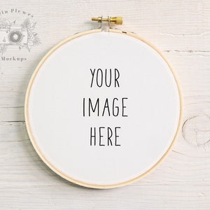 Cross Stitch Mockup, Embroidery Hoop Mockup on Rustic White Wood ...