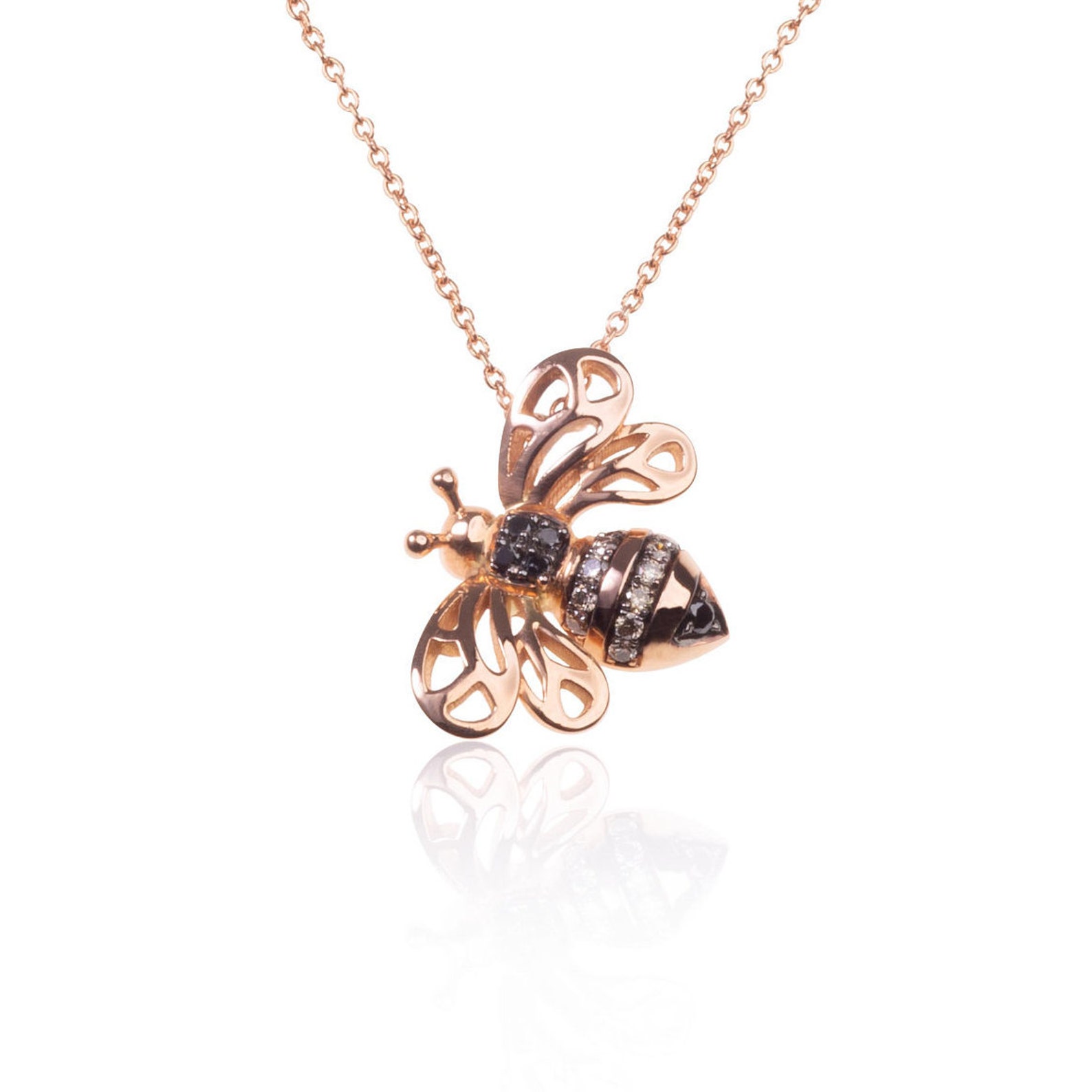 Queen Bee Necklace Diamond Bee Pendant Bumble Bee Necklace - Etsy