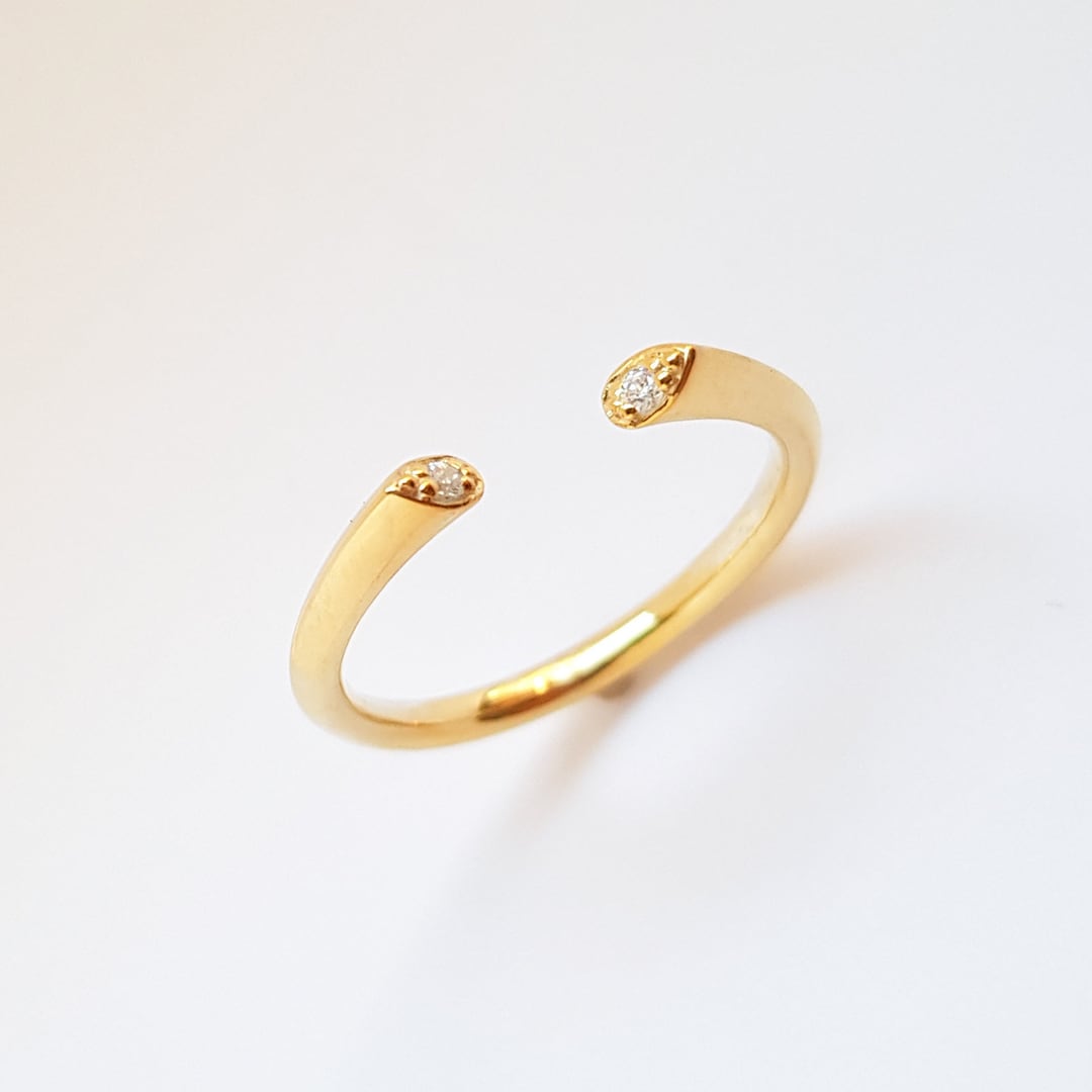 Gold Open Ring, Open Diamond Ring, Solid Gold Ring, Cuff Ring, 2.0mm ...