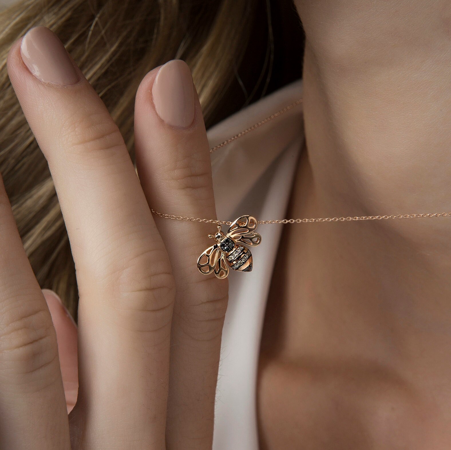 Queen Bee Necklace Diamond Bee Pendant Bumble Bee Necklace | Etsy