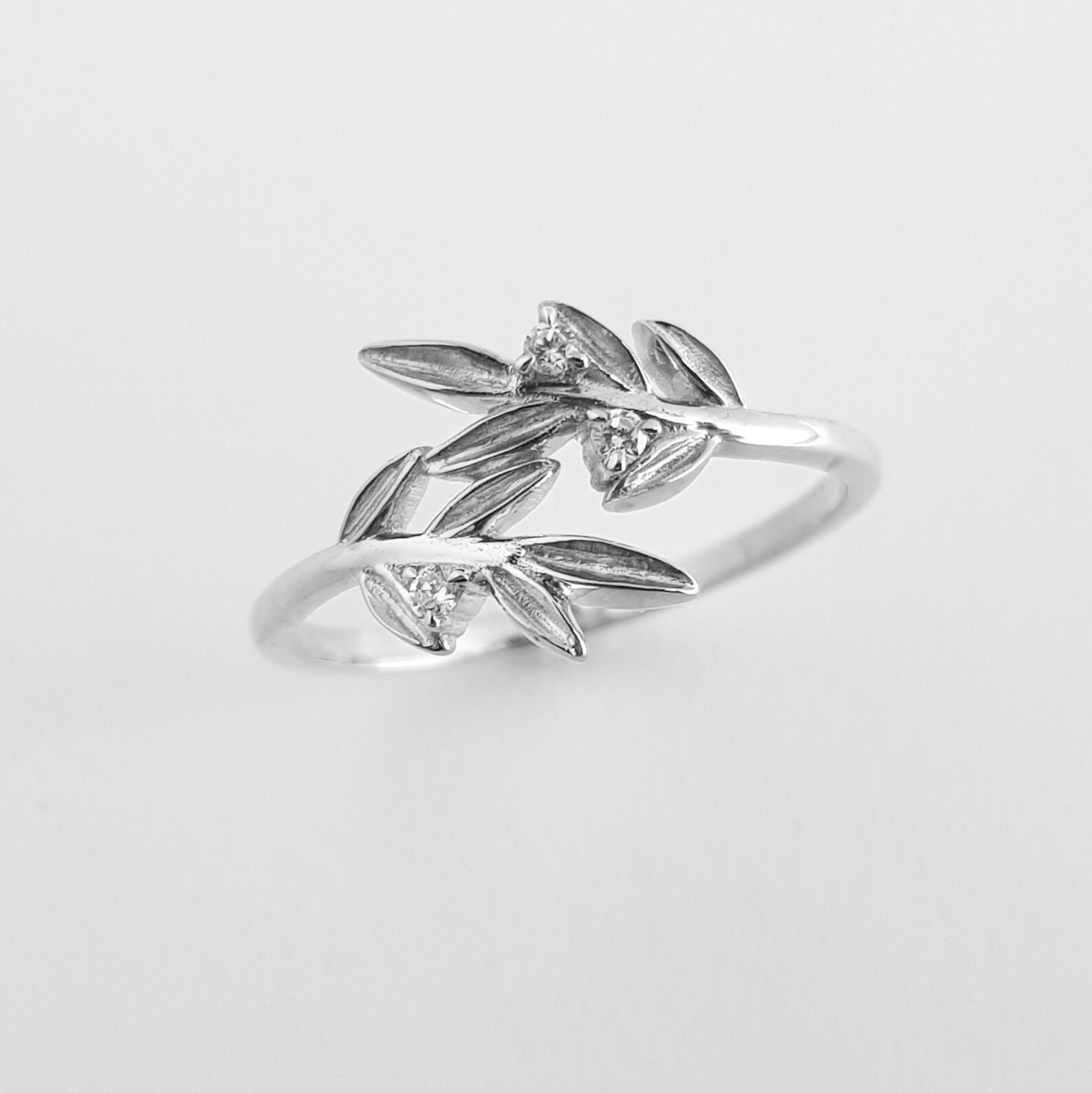 Gold Olive Leaves Ring Olive Branch Ring With Diamonds - Etsy